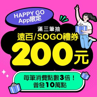 App專屬！消費滿3筆抽2萬元禮券！_卡友好康_HAPPYGO_快樂購