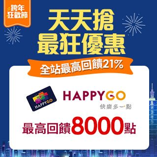 momo跨年狂歡節｜2024最高贈8000點，筆筆抽8%回饋_卡友好康_HAPPYGO_快樂購